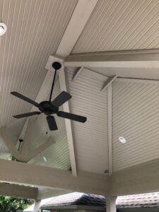 Cedar patio with new concrete and ceiling fans. | Eisel Roofing ...